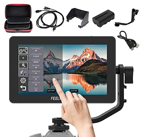 FEELWORLD F6 Plus+Battery + Charger +Carrying Case 5.5 inch Touch Screen DSLR Camera Field Monitor with HDR 3D LUT Small Full HD 1920x1080 Support 4K Input Output