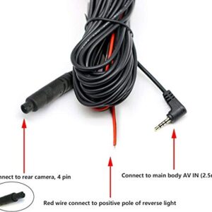 REDTIGER 33Feet Backup Camera Extension Cord Cable for Dash Cam(4 pin,2.5mm)