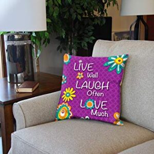 Toland Home Garden Decorative Live Laugh Love Text Quote Saying Word 18 x 18 Inch Pillow Case (2-Pack)