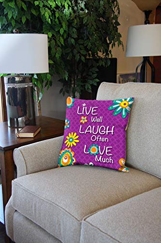 Toland Home Garden Decorative Live Laugh Love Text Quote Saying Word 18 x 18 Inch Pillow Case (2-Pack)