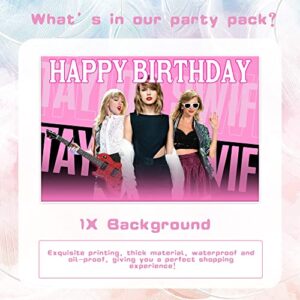 Tay-llor Singer Party Supplies Backdrop with Famous Singers, Party Happy Birthday Backdrop, Music Theme Birthday Decorations for Girls Fans