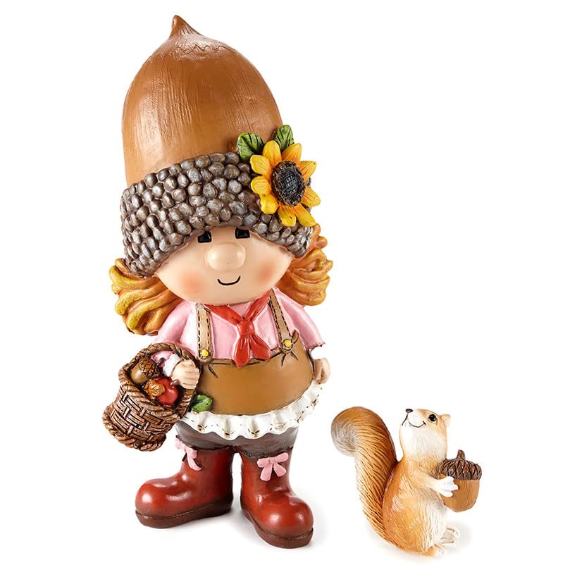 Petunia The Garden Gnome and Squirrel Friend - Landscaping Accent