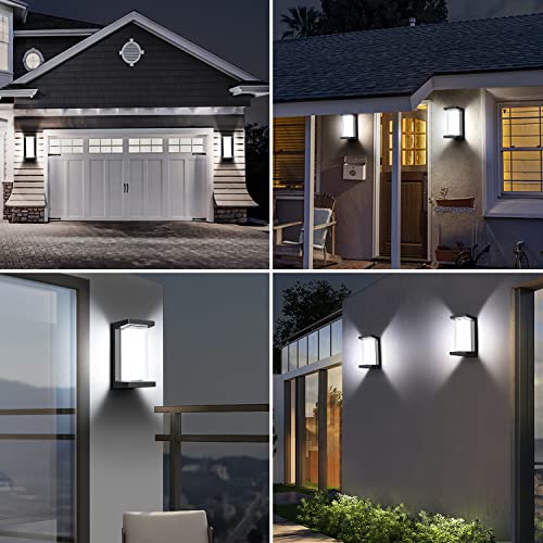 LEDMO 15w LED Outdoor Porch Modern Wall Light with American mounting Plate Wall Mount Sconce 6000K Cool White Ip65 Waterproof Porch Lamps for Garage Corridor Backyard Garden Balcony