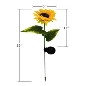 QFC Sunflower Solar Lights Outdoor Garden Decorations, Upgraded 2 PCS Solar Garden Lights for Yard Decor, Waterproof LED Sunflowers Artificial Flowers Lights for Lawn, Patio, Porch, Backyard (2PCS)