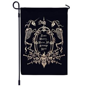 gothic art welcome vertical garden flag, double sided 12 ×18 inch, gothic yard garden outdoor decor, gothic macabre outdoor decor, gothic garden flag