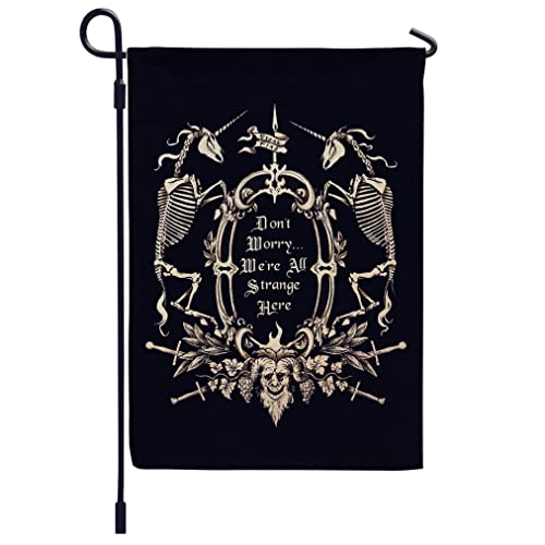 Gothic Art Welcome Vertical Garden Flag, Double Sided 12 ×18 Inch, Gothic Yard Garden Outdoor Decor, Gothic Macabre Outdoor Decor, Gothic Garden Flag