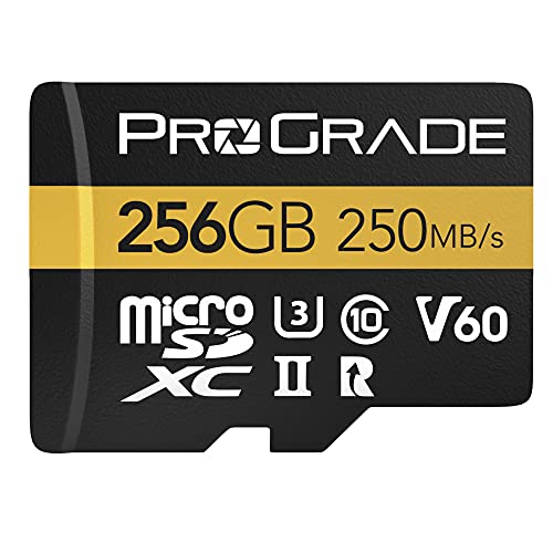 ProGrade Digital microSD Memory Card - V60 microSD Card for DSLR and Action Cameras - High Speed Transfer of Files & Large Storage - Up to 250MB/s Read and 130MB/s Write Speed 256 GB