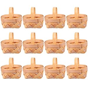 yardwe 12pcs mini bamboo woven basket miniature flower basket dollhouse picnic basket tiny party favor container farmhouse decor for fairy garden micro landscape