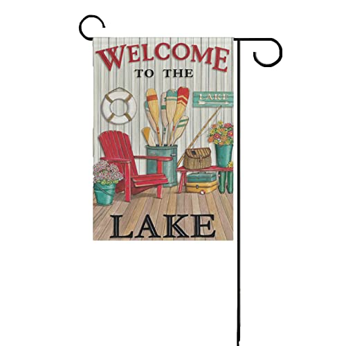 Welcome To The Lake Garden Flag Vertical Double Sided 28" x 40" Outdoor Patriotic Americana Decor for Homes and Gardens