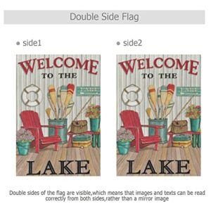 Welcome To The Lake Garden Flag Vertical Double Sided 28" x 40" Outdoor Patriotic Americana Decor for Homes and Gardens