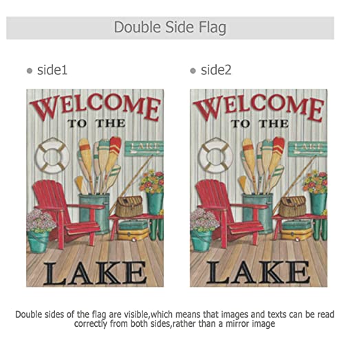 Welcome To The Lake Garden Flag Vertical Double Sided 28" x 40" Outdoor Patriotic Americana Decor for Homes and Gardens