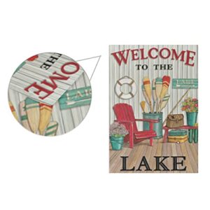 Welcome To The Lake Garden Flag Vertical Double Sided 28" x 40" Outdoor Patriotic Americana Decor for Homes and Gardens