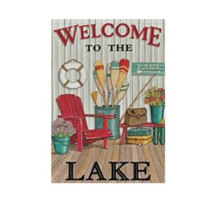 Welcome To The Lake Garden Flag Vertical Double Sided 28" x 40" Outdoor Patriotic Americana Decor for Homes and Gardens