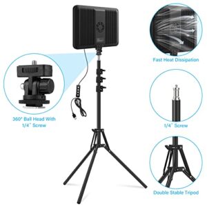 2 Pack LED Video Light with 63'' Tripod Stand, Obeamiu 2500-8500K Dimmable Photography Studio Lighting for Video Film Recording/Collection Portrait/Live Game Streaming/YouTube Podcast, USB Charger