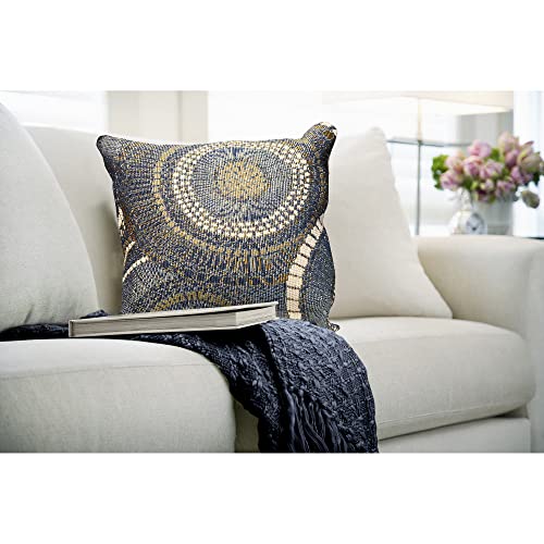 Liora Manne Marina Circles Indoor/Outdoor Pillow – Removable Pillow Cover, Weather Resistant, Decorative Pillow, Living Room, Bedroom, Patio, Garden, Couch, Circles Azure, 18" x 18", Multi