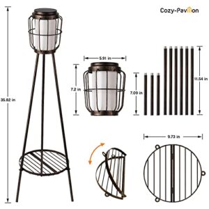 Floor Lamp Outdoor Waterproof Solar Outside Lamps Floor Lights Plant Outdoor Stands Solar Yard Lanterns for Patio, Deck, Porch, Lawn, Garden (2 Pack, Bronze)