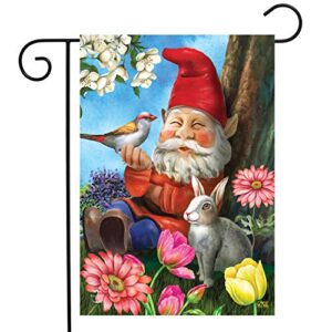 garden gnome spring garden flag floral 18″ x 12.5″ briarwood lane