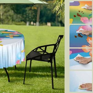 Lirduipu Butterfly Pattern Round Outdoor Tablecloth,Round Tablecloth with Umbrella Hole and Zipper for Patio Garden,Waterproof Spill-Proof,for Patio Table with Umbrella Hole(72" Round,Blue Orange)