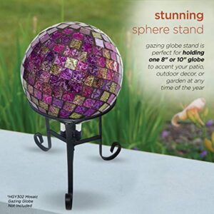 Alpine Corporation 10" Tall Indoor/Outdoor Glass Gazing Globe Metal Stand, Black