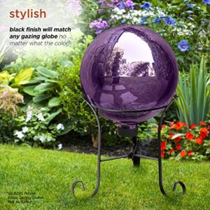 Alpine Corporation 10" Tall Indoor/Outdoor Glass Gazing Globe Metal Stand, Black