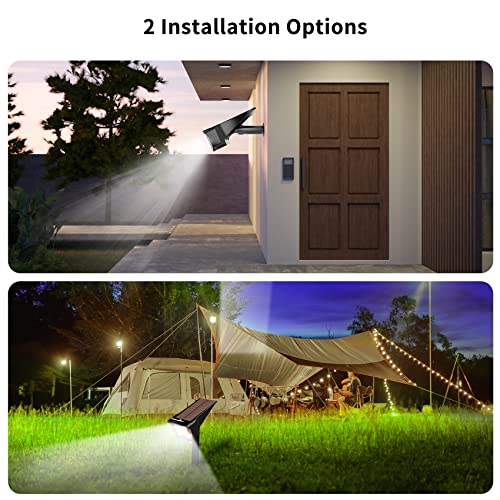 HEMOPLT Solar Outdoor Lights, Pack of 2 Solar Lights Outdoor Waterproof, Motion Sensor Outdoor Lights, 2 Brightness Modes Solar Pathway Lights, for Yard Landscape Lawn Driveway (1Warm White + 1White)