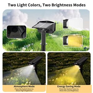 HEMOPLT Solar Outdoor Lights, Pack of 2 Solar Lights Outdoor Waterproof, Motion Sensor Outdoor Lights, 2 Brightness Modes Solar Pathway Lights, for Yard Landscape Lawn Driveway (1Warm White + 1White)