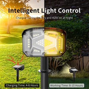 HEMOPLT Solar Outdoor Lights, Pack of 2 Solar Lights Outdoor Waterproof, Motion Sensor Outdoor Lights, 2 Brightness Modes Solar Pathway Lights, for Yard Landscape Lawn Driveway (1Warm White + 1White)