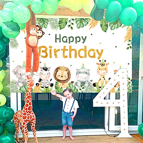 Safari Jungle Backdrop for Birthday Party Decorationss,Large Size 3 x 5Ft Banner Cute Animals Zoo Theme for Kids Boys Birthday Party Supplies