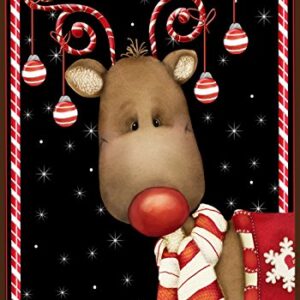 Toland Home Garden 101238 Candy Cane Reindeer Christmas Flag 28x40 Inch Double Sided Christmas Garden Flag for Outdoor House Winter Flag Yard Decoration