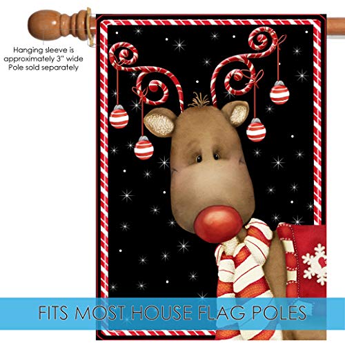 Toland Home Garden 101238 Candy Cane Reindeer Christmas Flag 28x40 Inch Double Sided Christmas Garden Flag for Outdoor House Winter Flag Yard Decoration