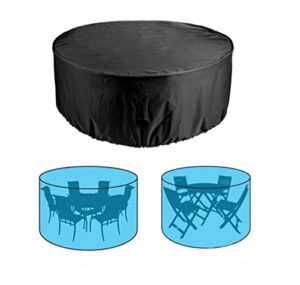 amsamotion round patio furniture cover, round patio table cover, heavy duty oxford waterproof and uv resistant suitable for outdoor furniture set, large outdoor table chair set cover, 75″ diax31 h