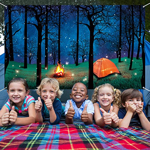 Blulu Forest Scene Camping Backdrop Supplies Camping Photography Background Photo Shoot Backdrop Party Decoration for Camping Theme Party Birthday Party Baby Shower