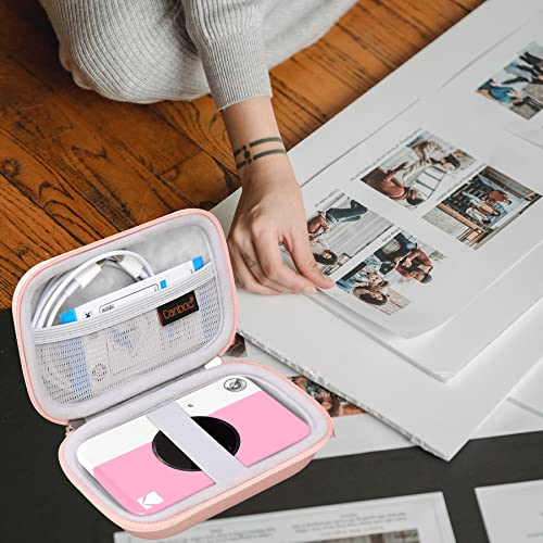 Canboc Hard Carrying Case for KODAK Printomatic Digital Instant Print Camera, Mesh Bag fit Zink Paper, Cable, Rose Gold