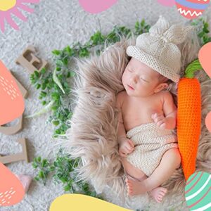 Newborn Photography Props Rabbit Outfit Baby Photoshoot Props Outfits Bunny Crochet Costume Baby Photo Prop Rabbit Hat Diaper Carrot Set 0-6 Months Baby Bunny Photo Prop for Easter Gift(Rabbit Outfit)