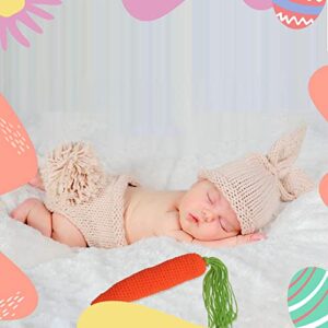 Newborn Photography Props Rabbit Outfit Baby Photoshoot Props Outfits Bunny Crochet Costume Baby Photo Prop Rabbit Hat Diaper Carrot Set 0-6 Months Baby Bunny Photo Prop for Easter Gift(Rabbit Outfit)