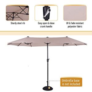 Sophia & William Patio Dining Set 8 Pieces Outdoor Metal Furniture Set with 13ft Double-Sided Patio Umbrella Beige, 6 x Swivel Patio Dining Chairs, 1 Wood Like Umbrella Table for Patio Lawn Garden