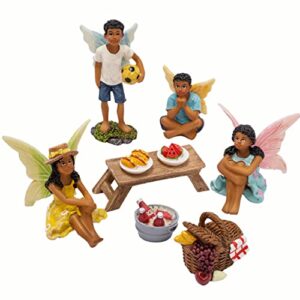 pretmanns fairy figures for fairy garden – fairy garden accessories – boy & girl fairies – cute sitting garden fairy figurines with fairy garden supplies for miniature fairy garden