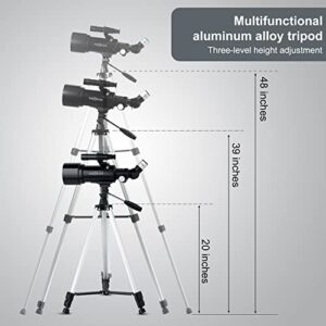 Telescope for Kids & Adults - 70mm Aperture 500mm AZ Mount Fully Multi-Coated Optics Astronomical refracting Portable Telescopes, with Tripod Phone Adapter, Carrying Bag, Remote Control