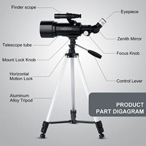 Telescope for Kids & Adults - 70mm Aperture 500mm AZ Mount Fully Multi-Coated Optics Astronomical refracting Portable Telescopes, with Tripod Phone Adapter, Carrying Bag, Remote Control