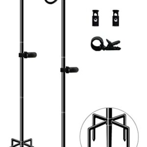 Whoonba 51 Inch Tall Garden Flag Stand Holder with 5 Prong Base, Yard Flag Pole Holder for 12x18 Outdoor Small Flag Decor with Two Spring Stoppers and a Tiger Clip, 2 Pack