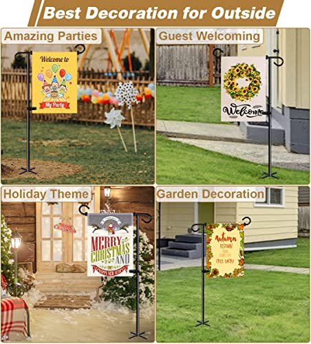 Whoonba 51 Inch Tall Garden Flag Stand Holder with 5 Prong Base, Yard Flag Pole Holder for 12x18 Outdoor Small Flag Decor with Two Spring Stoppers and a Tiger Clip, 2 Pack