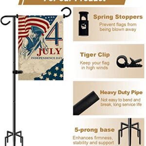 Whoonba 51 Inch Tall Garden Flag Stand Holder with 5 Prong Base, Yard Flag Pole Holder for 12x18 Outdoor Small Flag Decor with Two Spring Stoppers and a Tiger Clip, 2 Pack