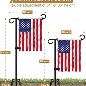 Whoonba 51 Inch Tall Garden Flag Stand Holder with 5 Prong Base, Yard Flag Pole Holder for 12x18 Outdoor Small Flag Decor with Two Spring Stoppers and a Tiger Clip, 2 Pack