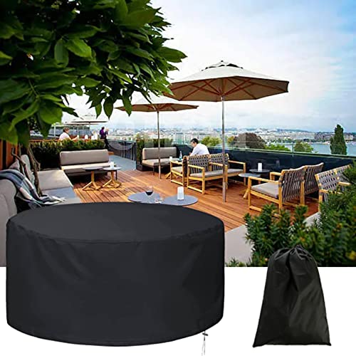 Round Garden Furniture Covers Waterproof 126x37in, Patio Furniture Covers Waterproof, Circular Outdoor Furniture Set Covers, 420D Heavy Duty Oxford Fabric Garden Table Cover, with Storage Bag