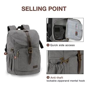 Camera Backpack, BAGSMAR DSLR Camera Bag Backpack, Anti-Theft and Waterproof Camera Backpack for Photographers, Fit up to 15" Laptop with Rain Cover, Grey