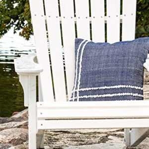 Foreside Home & Garden FIPL09799 Blue Hand Woven 18x18 Outdoor Decorative Throw Pillow with Pulled Curly Yarn Accents