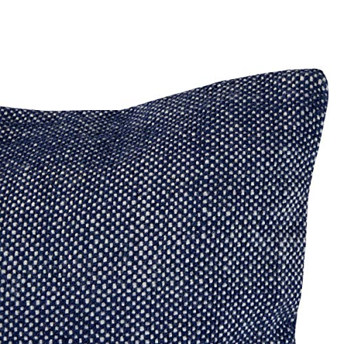 Foreside Home & Garden FIPL09799 Blue Hand Woven 18x18 Outdoor Decorative Throw Pillow with Pulled Curly Yarn Accents