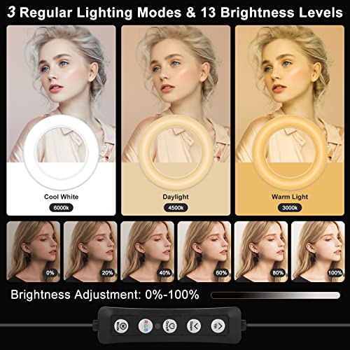 6.5" Ring Light for Computer Video Conference Lighting, Zoom Meetings. 29 Modes Dimmable Ringlight with Desk Tripod Stand and Clip. Laptop Webcam Light. Portable Selfie Light with RGB LED