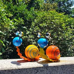 HYG Metal Snail Garden Decor,Metal Yard Art Garden Statues Decor Set of 2,Lawn Ornament Backyard Decorations Animal (Snail)