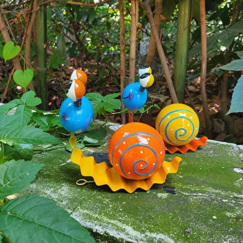 HYG Metal Snail Garden Decor,Metal Yard Art Garden Statues Decor Set of 2,Lawn Ornament Backyard Decorations Animal (Snail)